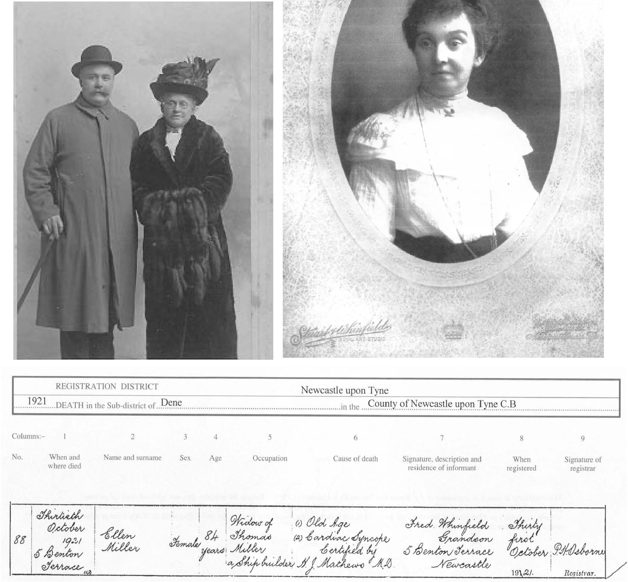 Bottom, death certificate of Ellen.